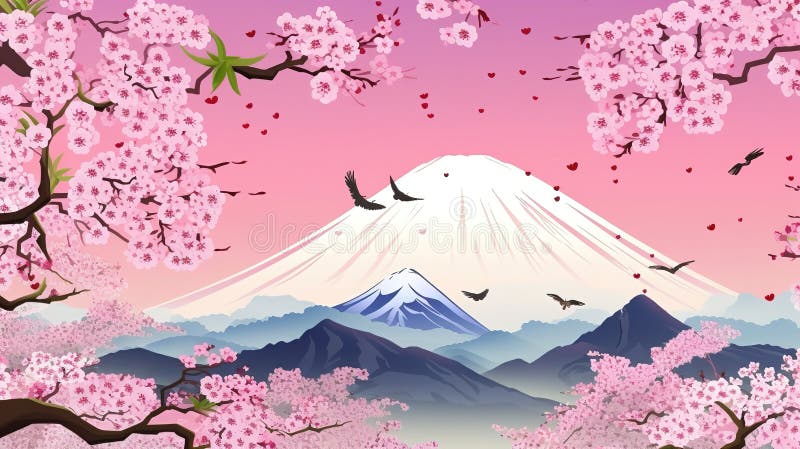 A Clean and Cute Illustration of the Mountain Fuji, Ai Generated Image ...