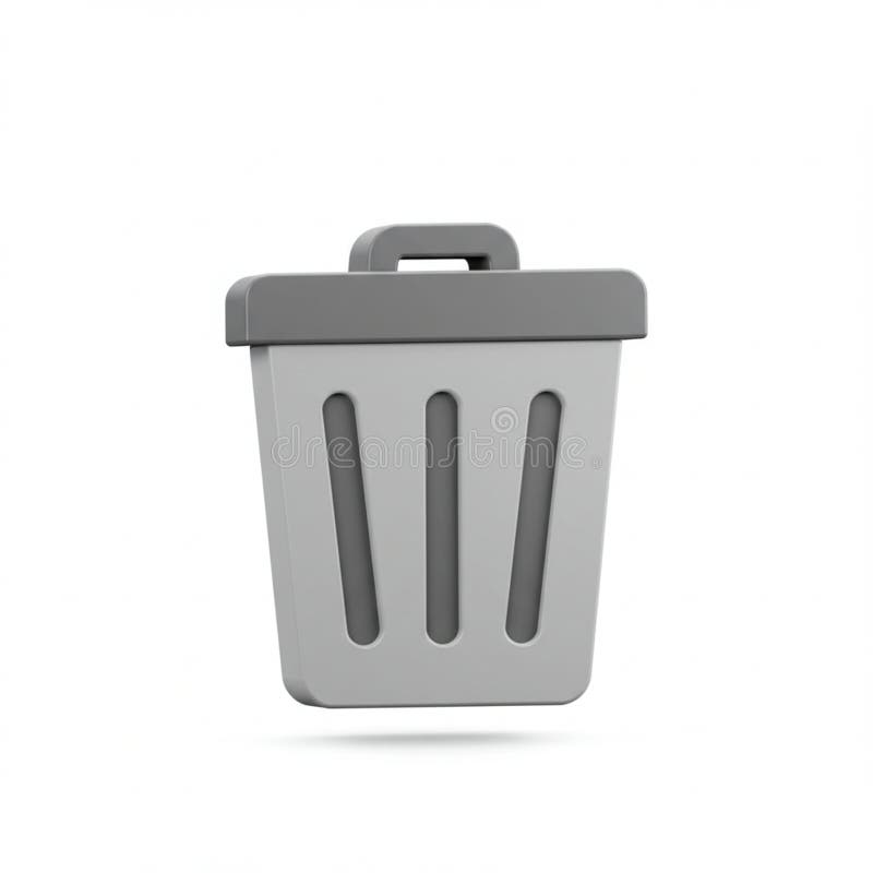Modern Gray Recycle Bin Icon 3D Render Digital Trash Can Grey Waste ...
