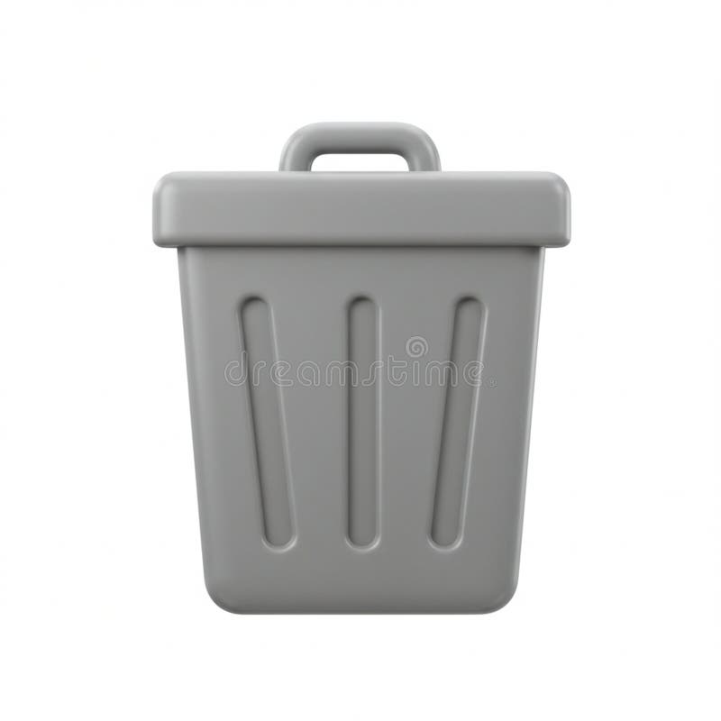 Simple Grey Plastic Trash Can 3D Render Icon Design Bin Waste Model ...