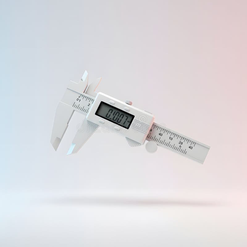 White Digital Caliper, Precision Measurement Tool, Minimalist 3D Render ...