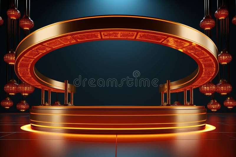 Clean 3D Rendering Round Stage Podium Design Concept Stock Illustration ...