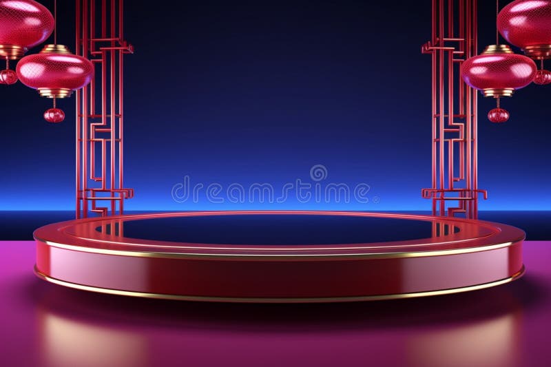Clean 3D Rendering Round Stage Podium Design Concept Stock Illustration ...