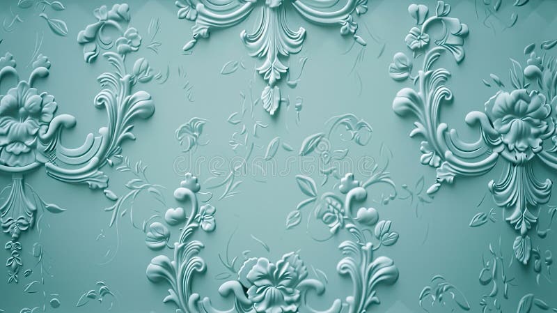 A Clean Damask Pattern Against Blue Backdrop, the Seamless Integration ...