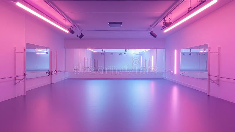 A Clean Dance Studio with Ballet Barres, Mirrors, and Soft Lighting ...