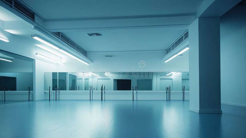 A Clean Dance Studio with Ballet Barres, Mirrors, and Soft Lighting ...