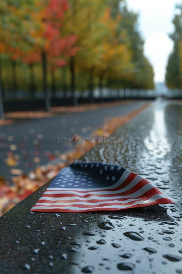Clean Depiction of a Folded Flag on a Memorial. Stock Illustration ...