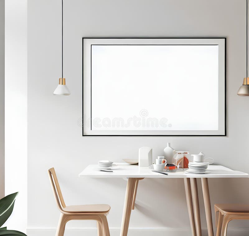 Clean Design Breakfast Nook with Modern Minimalist Design, Empty Framed ...
