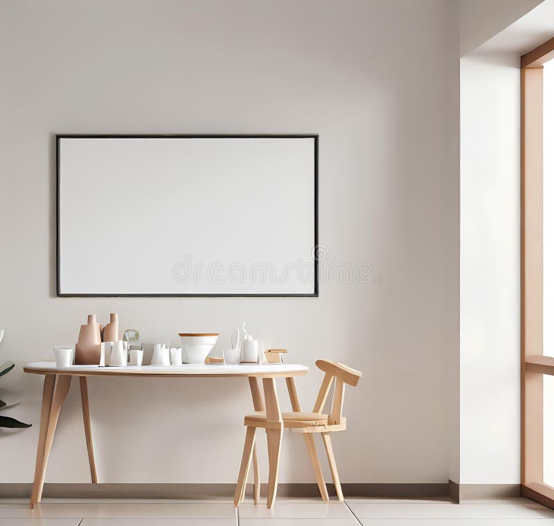 Clean Design Breakfast Nook with Modern Minimalist Design, Empty Framed ...