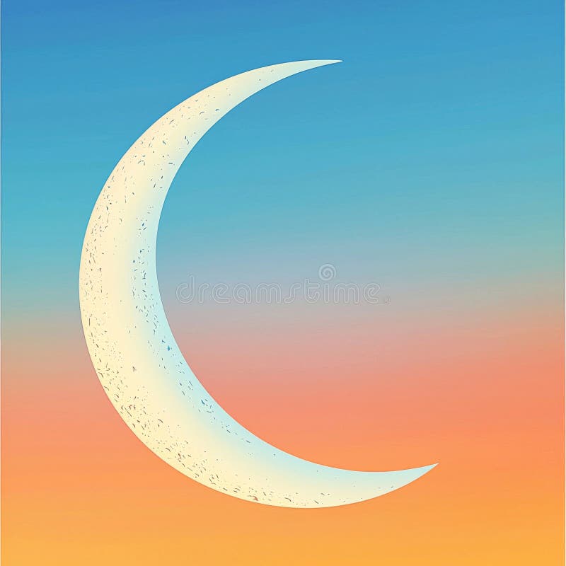 A Clean Design of a Crescent Moon with a Gradient Sky Behind it. Stock ...