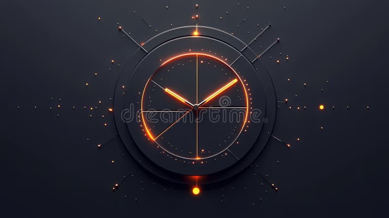 A Clean Design of a Geometric Clock Face with Glowing Details on a ...