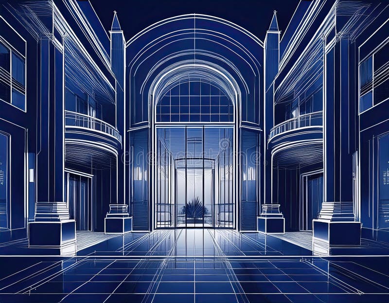 Architectural Illustration of Hotel Facade Stock Illustration ...