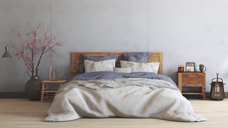 Interior of Bedroom Clean White Minimalism Generative Ai Stock ...