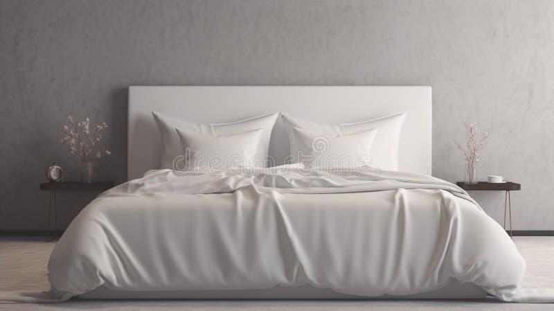 Interior of Bedroom Clean White Minimalism Generative Ai Stock ...