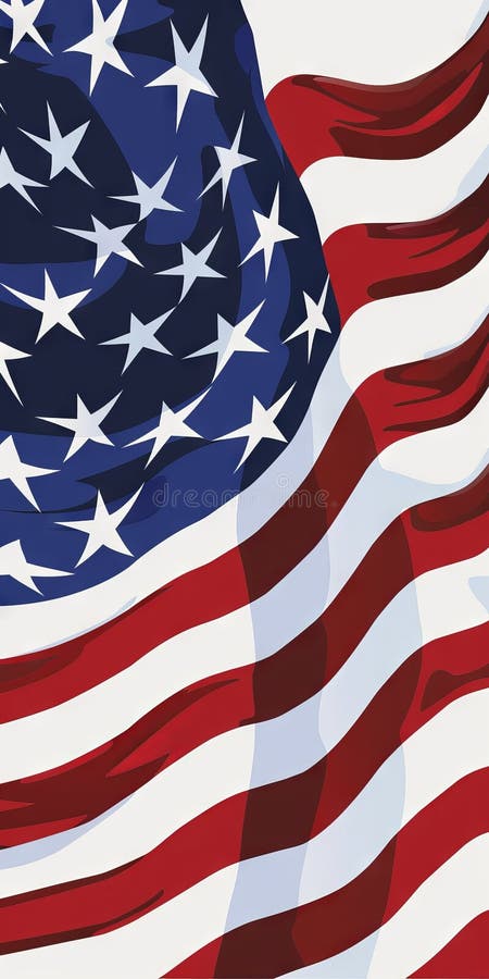 Clean Design of a Minimalist American Flag Waving in the Wind. Stock ...
