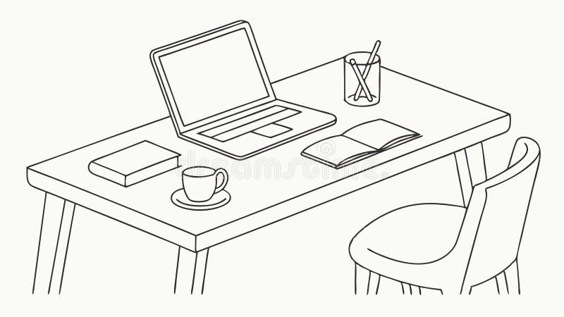 Clean Desk Setup with Laptop, Lamp, Books, Organized Study Space ...