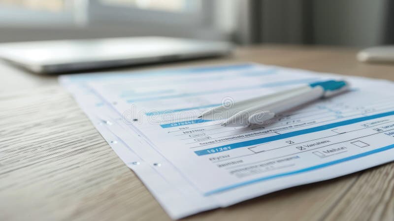 Clean Desk with a Stack of Completed Consumer Survey Forms, Neatly ...