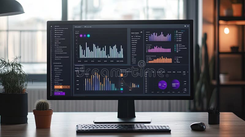 A Clean Desktop Monitor Showing a Dynamic E-commerce Analytics Stock ...