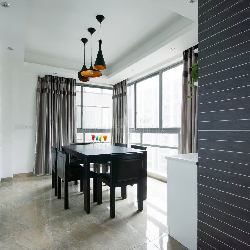 Clean the dining room stock image. Image of design, lighting - 24675713
