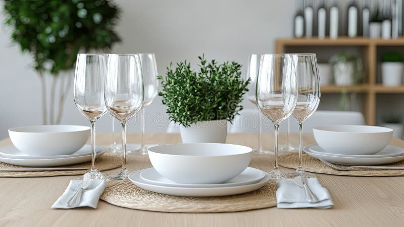 A Clean Dining Table Display with a Minimalist Ceramic Dinner Set ...