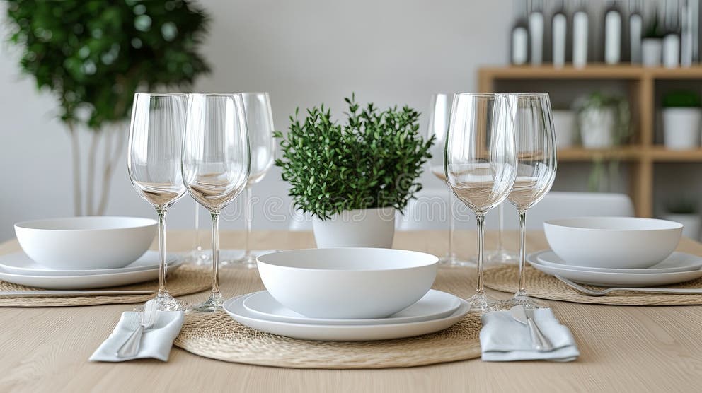 A Clean Dining Table Display with a Minimalist Ceramic Dinner Set ...