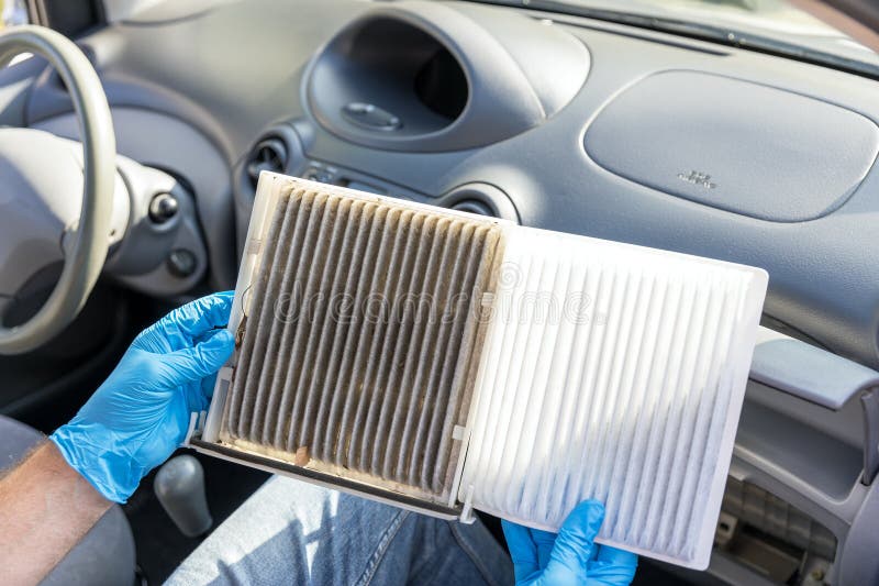 Clean and Dirty Cabin Pollen Air Filter for a Car Stock Photo - Image ...