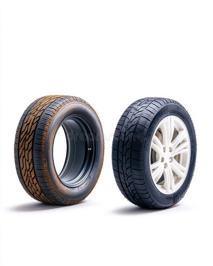 Clean and Dirty Car Tire Comparison Stock Illustration - Illustration ...