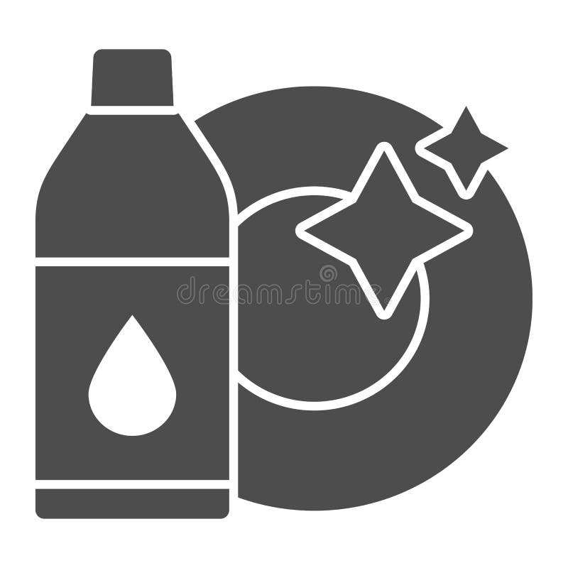 Clean Dishes and Detergent Solid Icon. Wash Dishes Vector Illustration ...