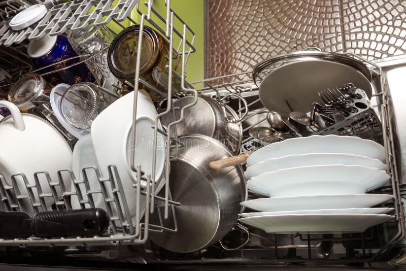 Clean Dishes in the Dishwasher Stock Photo - Image of household ...