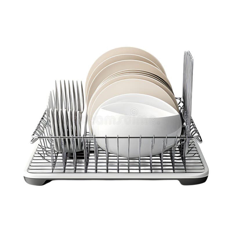 Clean Dishes in Dishwasher Rack Against Transparent Background Stock ...