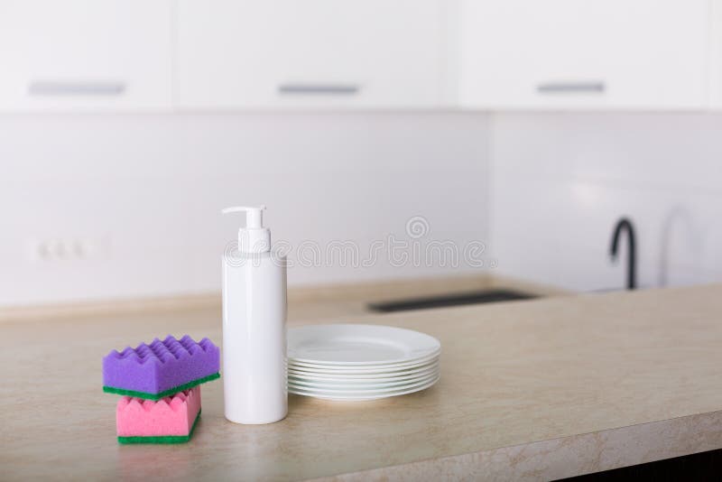 Clean Dishes in the Kitchen Stock Photo - Image of housekeeping ...