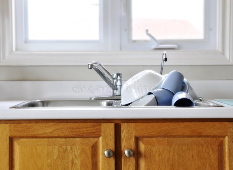 Clean Dishes on Kitchen Sink Stock Image - Image of indoor, dishes ...