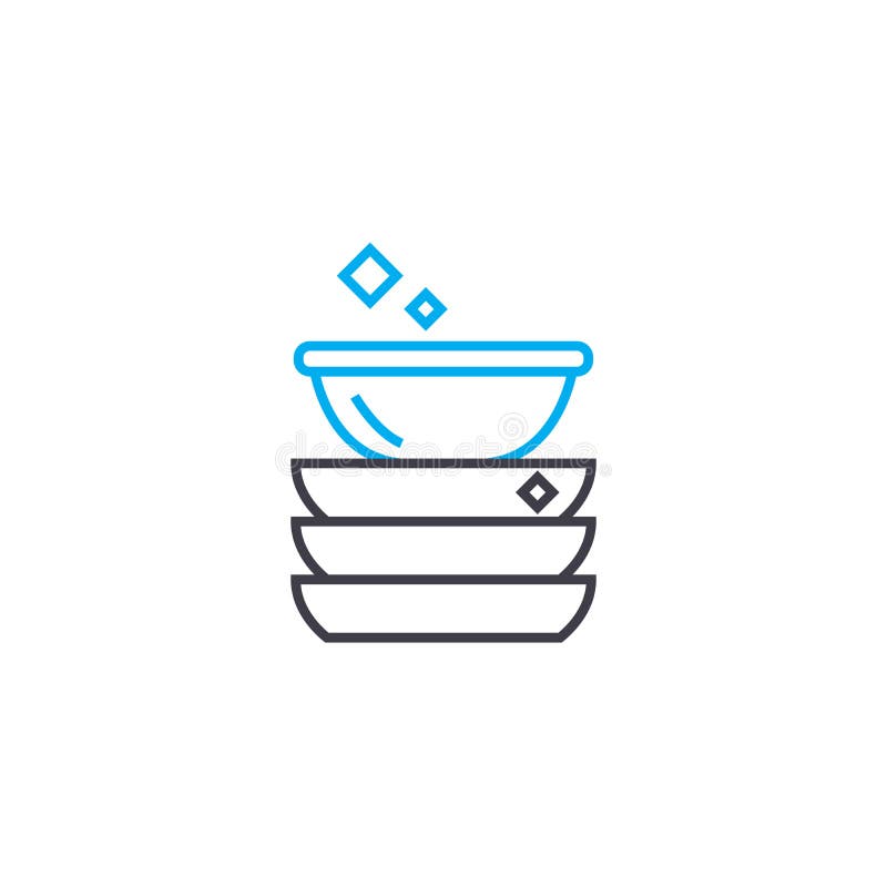 Clean Dishes Linear Icon Concept. Clean Dishes Line Vector Sign, Symbol ...