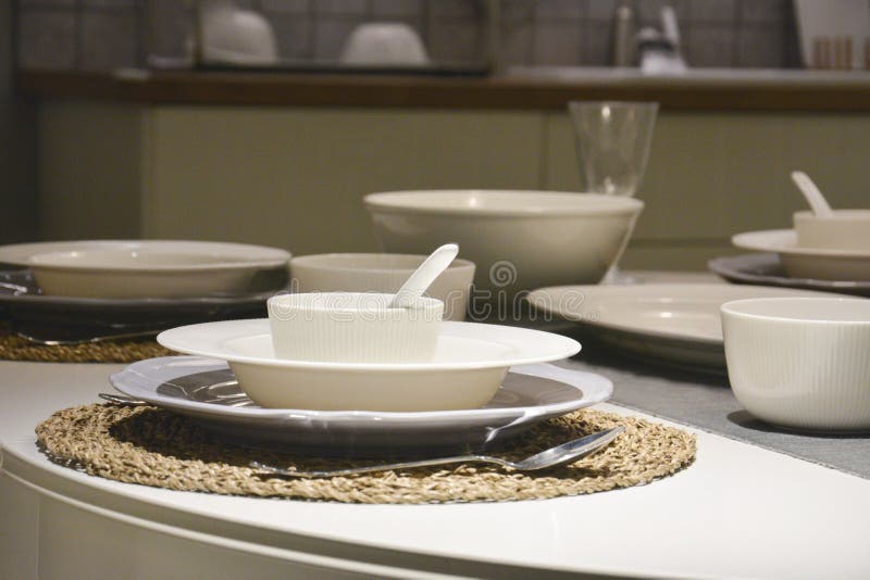 Clean dishes on the table stock photo. Image of ceramic - 152862732