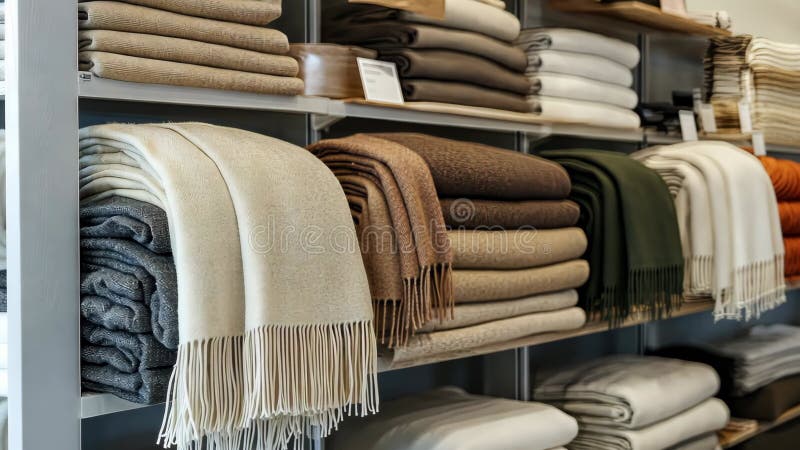 A Clean Display of Luxury Blankets Styled in a Modern Retail Setup ...