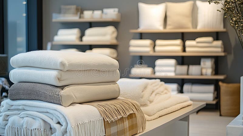 A Clean Display of Luxury Blankets Styled in a Modern Retail Setup ...