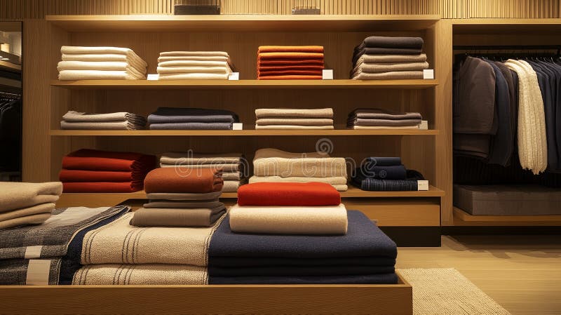 A Clean Display of Luxury Blankets Styled in a Modern Retail Setup ...