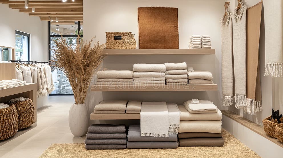 A Clean Display of Luxury Blankets Styled in a Modern Retail Setup ...