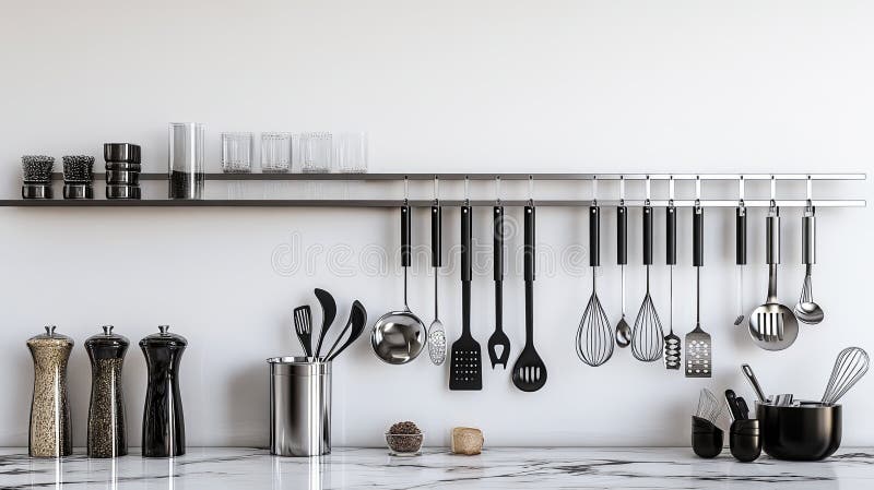 A Clean Display of Luxury Kitchen Tools Styled with Sleek Metallic ...
