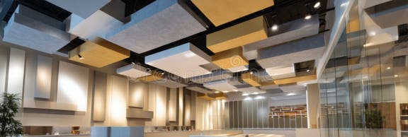 Clean Display of Modular Wall and Ceiling Panels in a Modern ...