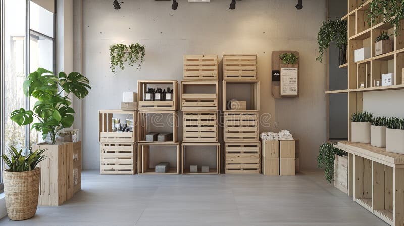 A Clean Display of Stackable Storage Crates Styled for Compact Retail ...