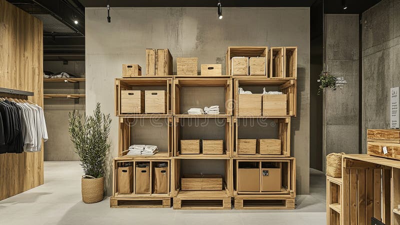 A Clean Display of Stackable Storage Crates Styled for Compact Retail ...