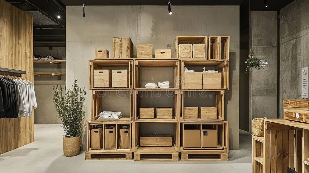 A Clean Display of Stackable Storage Crates Styled for Compact Retail ...