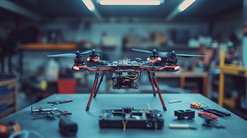 A Clean Drone Workshop with Tools, Parts, and a Remote Control Ready ...