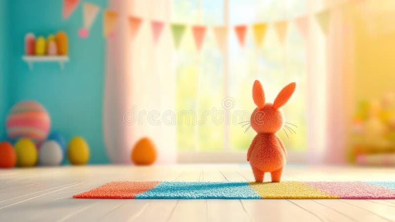 Clean Easter Background, Subtle Texture, Soft Beige Color, Single Bunny ...