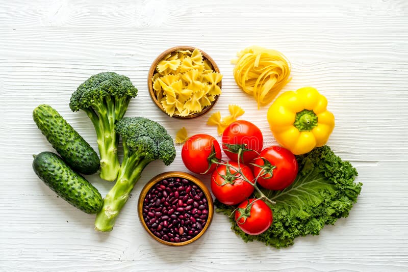 Clean Eating Concept with Raw Vegetables Beans and Herbs Stock Image ...