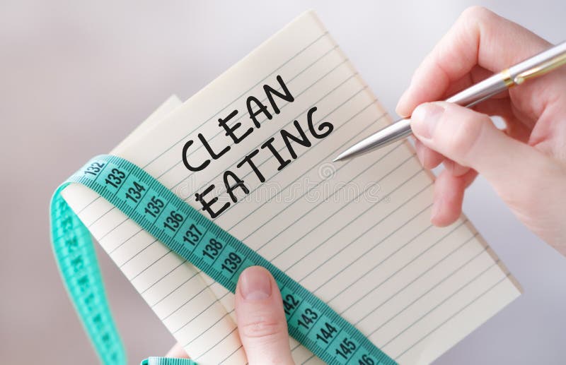 Clean Eating Text on Notebook with Measuring Tape and Pen in Chickens ...