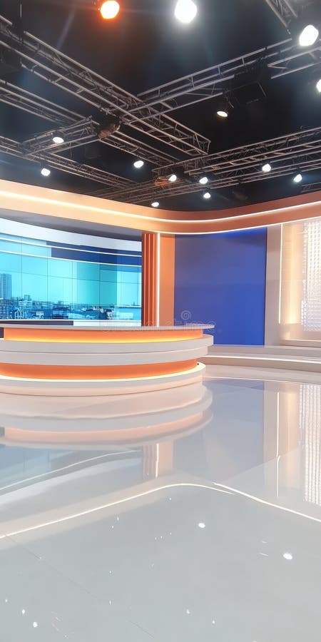 Clean and Effective News Overlay on Blank Backdrop in Studio Stock ...