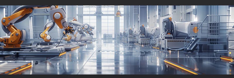 A Clean, Efficient, High-tech Manufacturing Plant with Robotic Arms and ...