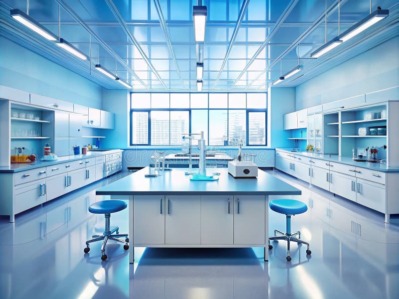 Cleanroom with Sleek and Modern Robots, Interacting with Advanced ...