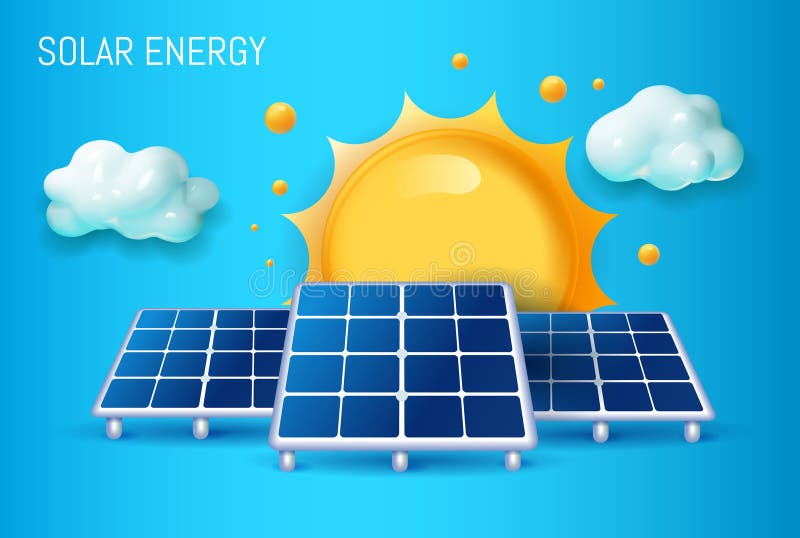 Clean Electric Energy Concept Renewable Electricity Source Solar Panels ...